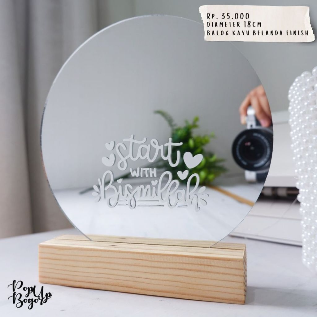 Jual Cermin tulisan start with bismillah diameter 18cm | Shopee Indonesia