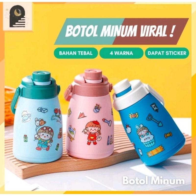 Jual Botol kaca gemoy model tenteng 500ml model terbaru bonus stiker ...