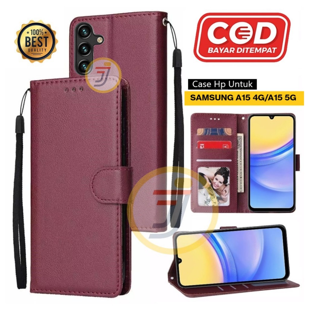 Jual Flip Case Samsung Galaxy A15 4G | A15 5G Premium Case Wallet Kulit ...