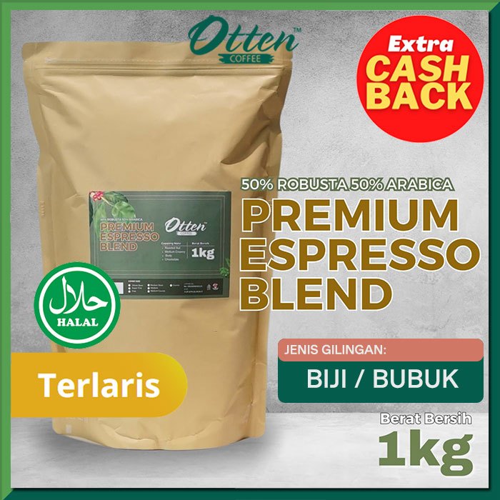 Jual Premium Espresso Blend 1kg Biji Bubuk Kopi Arabica Robusta Otten Coffee - Commercial Blend ...