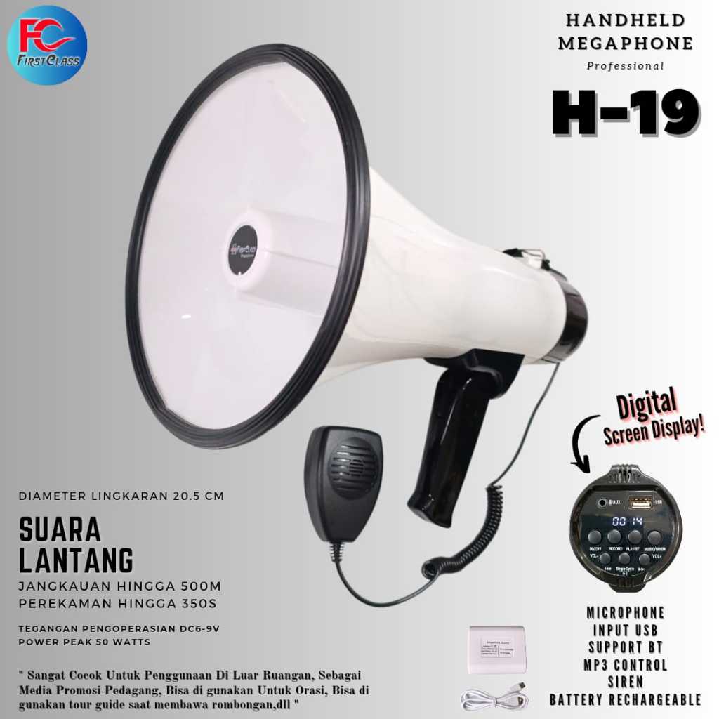 Jual Megaphone FIRSTCLASS H 19 | Megaphone Horn H19 - H 19 HITAM ...