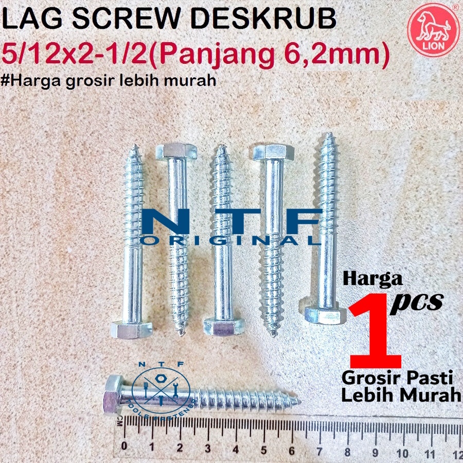Jual 5/16x2-1/2" LAG SCREW Panjang 6.2cm DESKRUP DESK SKRUP GALVANIS ...