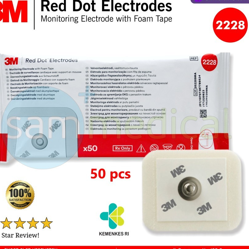 Jual 3M Red Dot Foam ECG Electrodes @50pcs 2228 | Shopee Indonesia