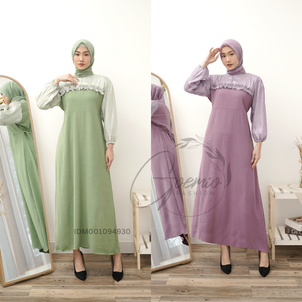 Jual ilook | Gamis Fitri Wanita Trendi Bahan Crincle Dress Combi Shimer ...