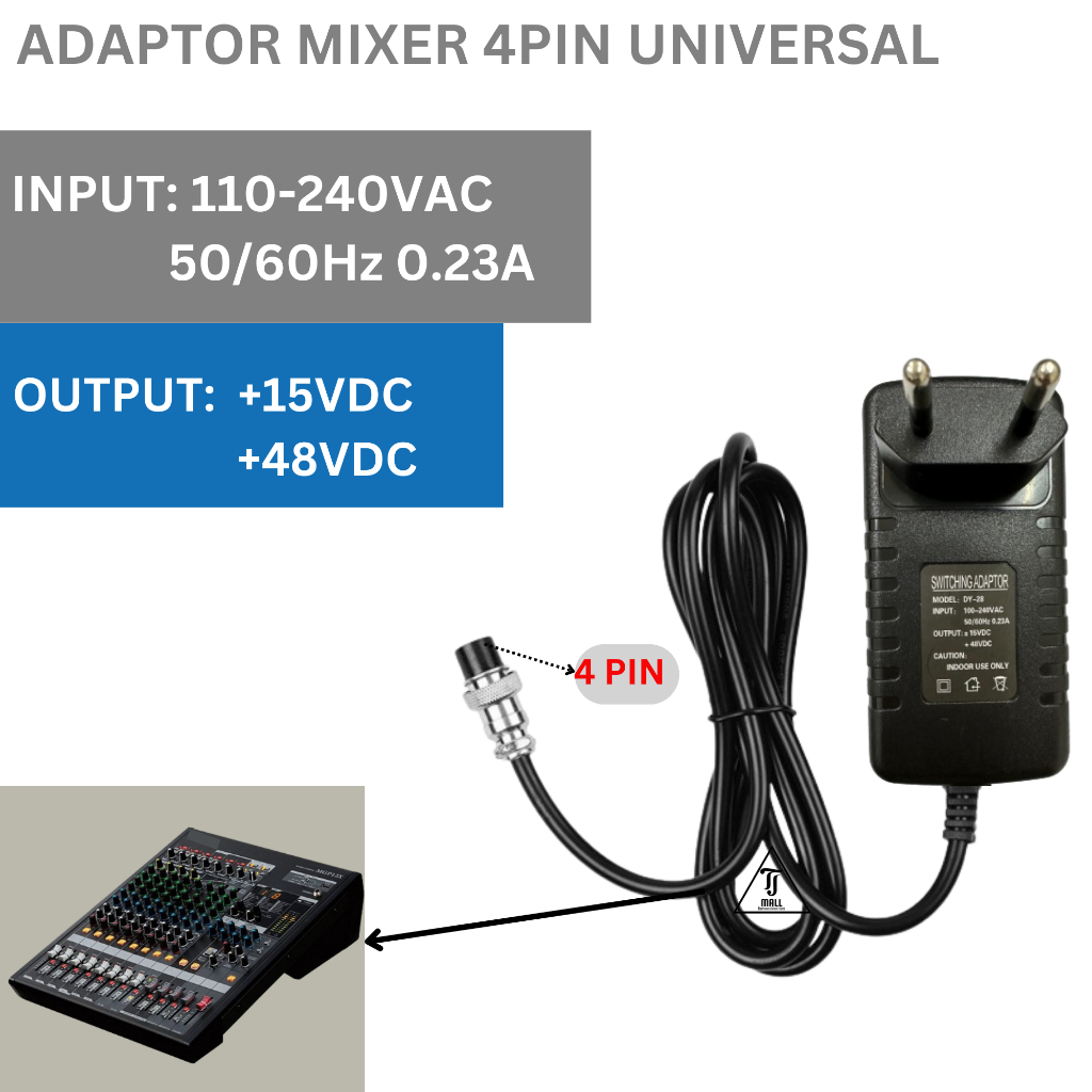 Jual Adaptor Mixer Switching 4 Pin Adapter Mixer 4 lubang 4 Pin ...