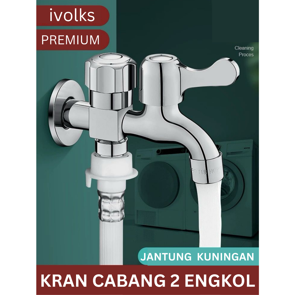 Jual Kran Cabang 2 Engkol Shower Cabang Keran Double Kamar Mandi 2 Way 2 Kran Tembok Wall Tap ...