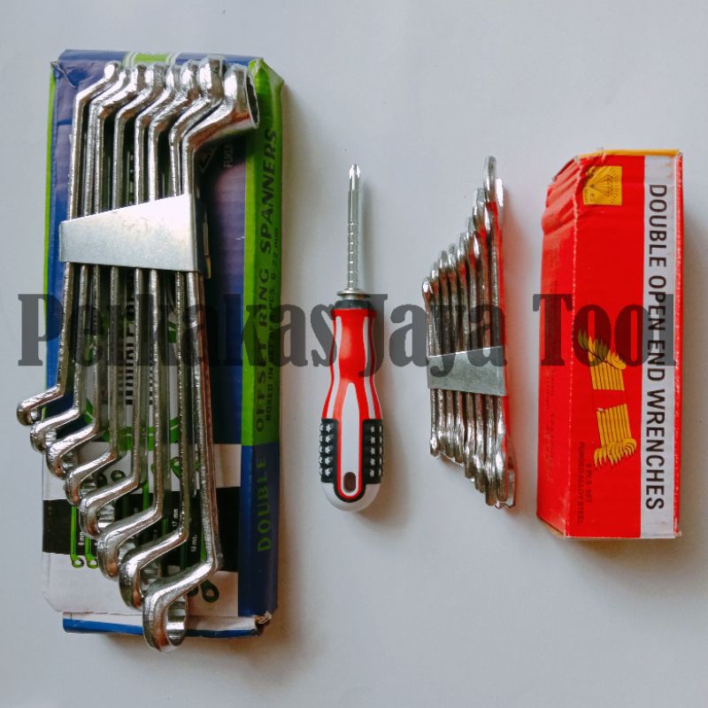 Jual Paket Kunci Ring Set 6-22 mm + Kunci Pas Set 6-22 mm + Obeng Bolak ...