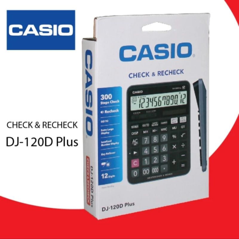 Jual KALKULATOR CASIO DJ 120D PLUS ORIGINAL 100% MERK CASIO BISA CHECK AND CORECT 12 DIGIT ...