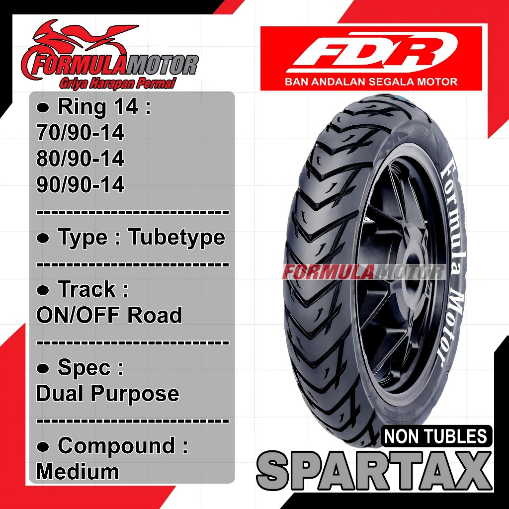 Jual FDR Spartax Ring 14 Tubetype All Size (Dual Purpose Non Tubles ...