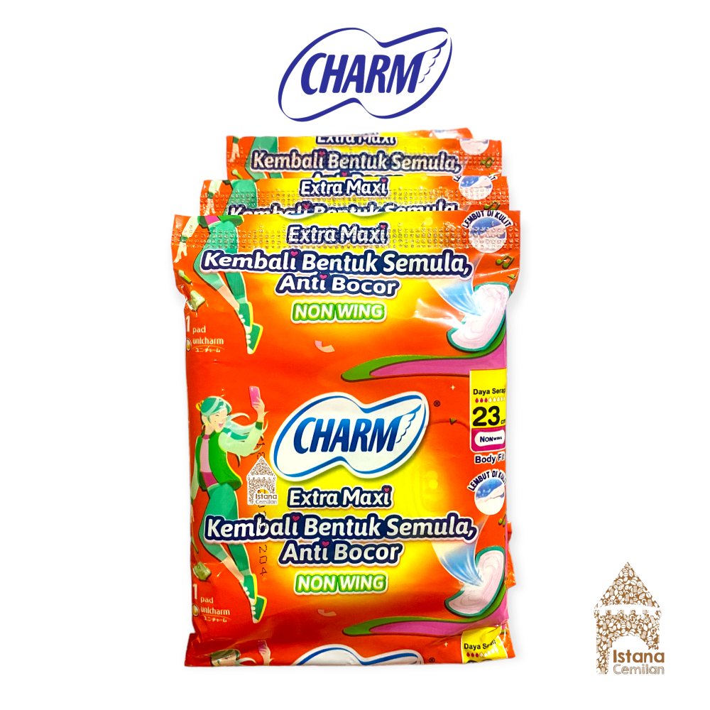 Jual CHARM Pembalut Wanita Extra Maxi Non Wing 23 cm Renceng (isi 10 ...