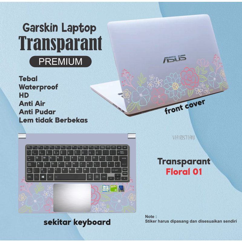 Jual Garskin Laptop Sticker Anti Gores Transparant Floral Shabby ...