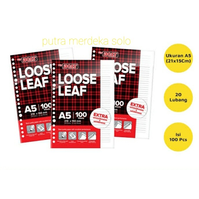Jual Loose Leaf Big Boss A5 20 Holes Bergaris isi 100 Lembar / KERTAS REFILL, ISI BINDER, BBO LL ...