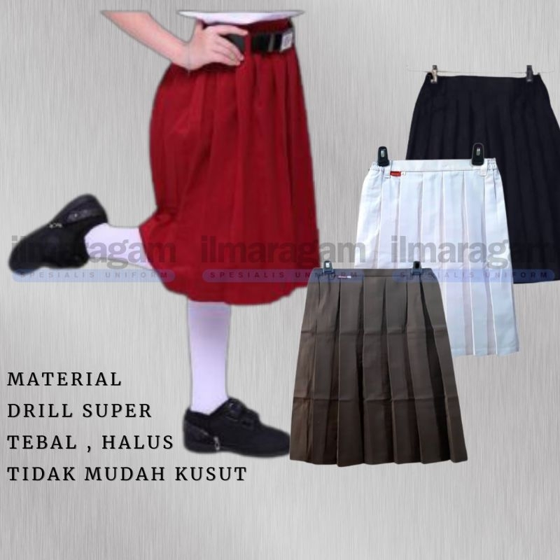 Jual Seragam Sekolah SD Rok Pendek SD Model Pliskit Warna Merah Coklat Hitam Putih | Shopee ...