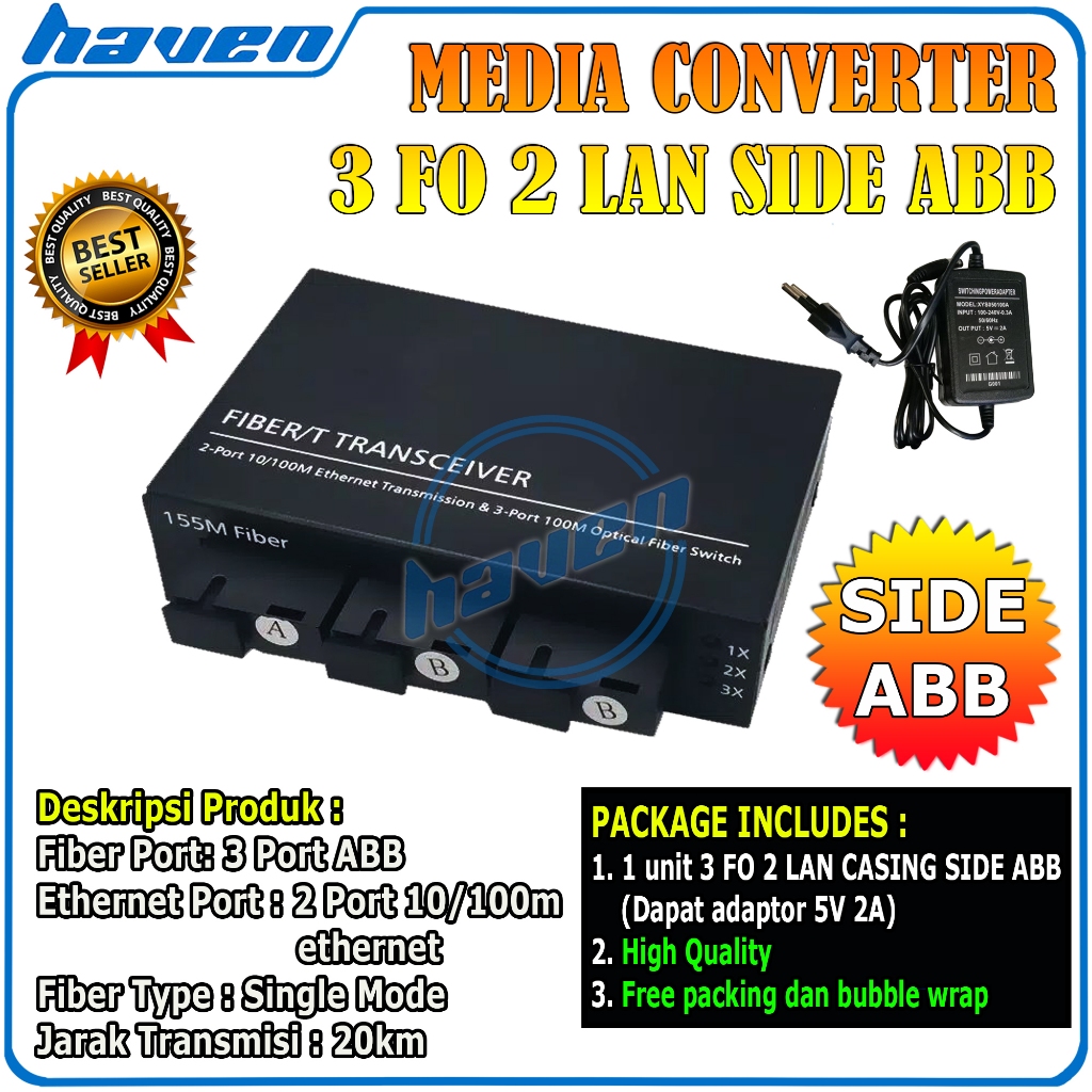 Jual Media Converter 3 Port FO 2 Port LAN / Switch Fiber 3 FO 2 SC | Shopee Indonesia