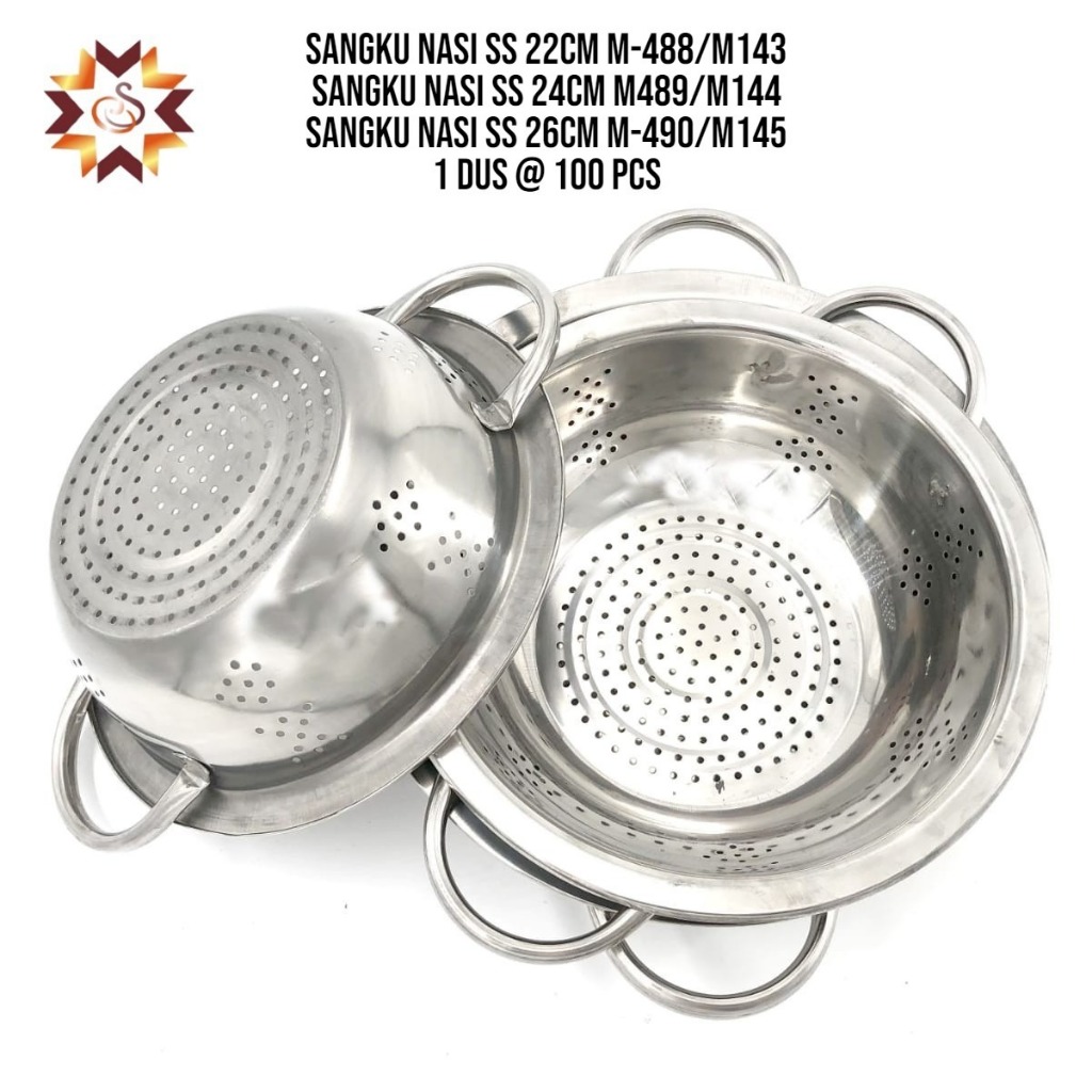 Jual Sangku Nasi Stainless Steel/ Bakul Nasi Lubang/ Wadah Nasi Kuping ...