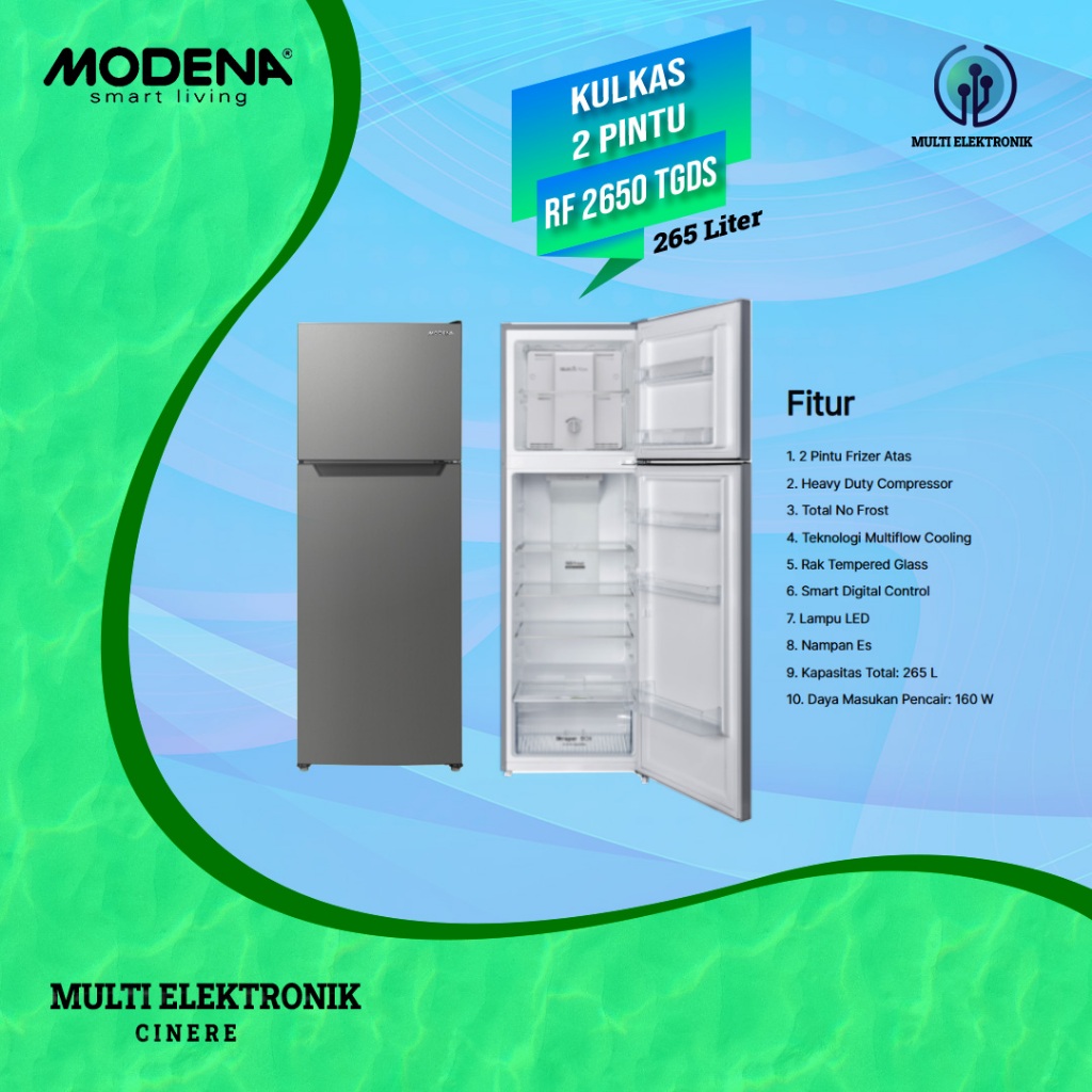 Jual Kulkas 2 Pintu 265 Liter MODENA RF 2650 TGDS | Shopee Indonesia