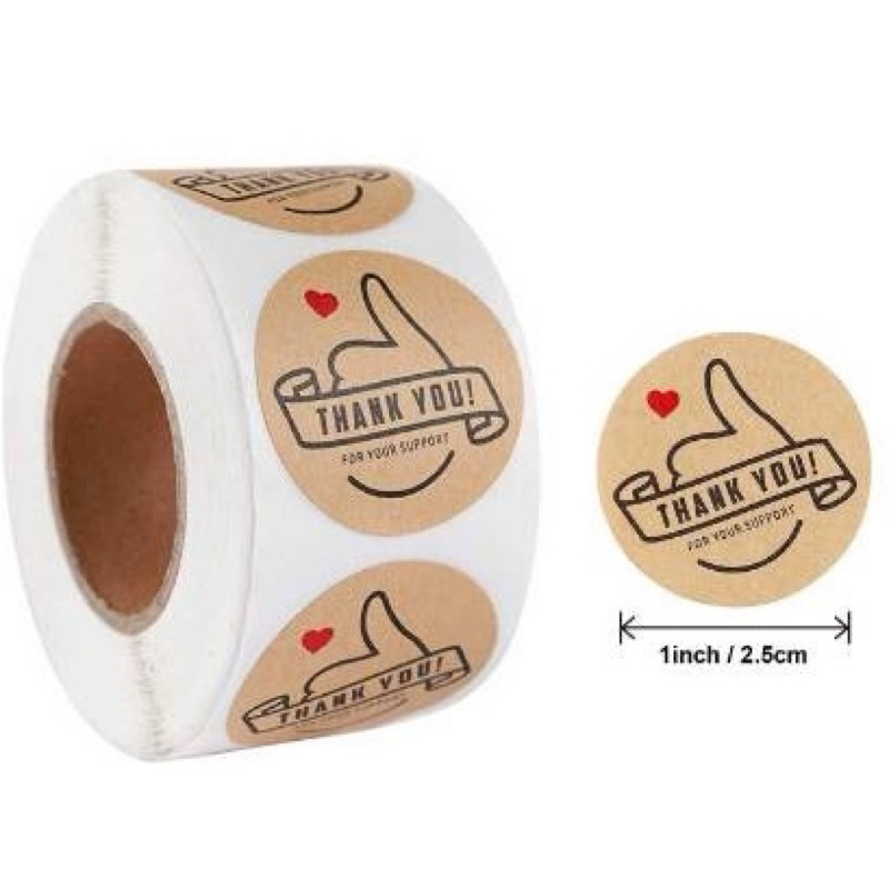 Jual STICKER THANKYOU 1 Roll (500 PCS) Stiker Craft Vintage Label ...