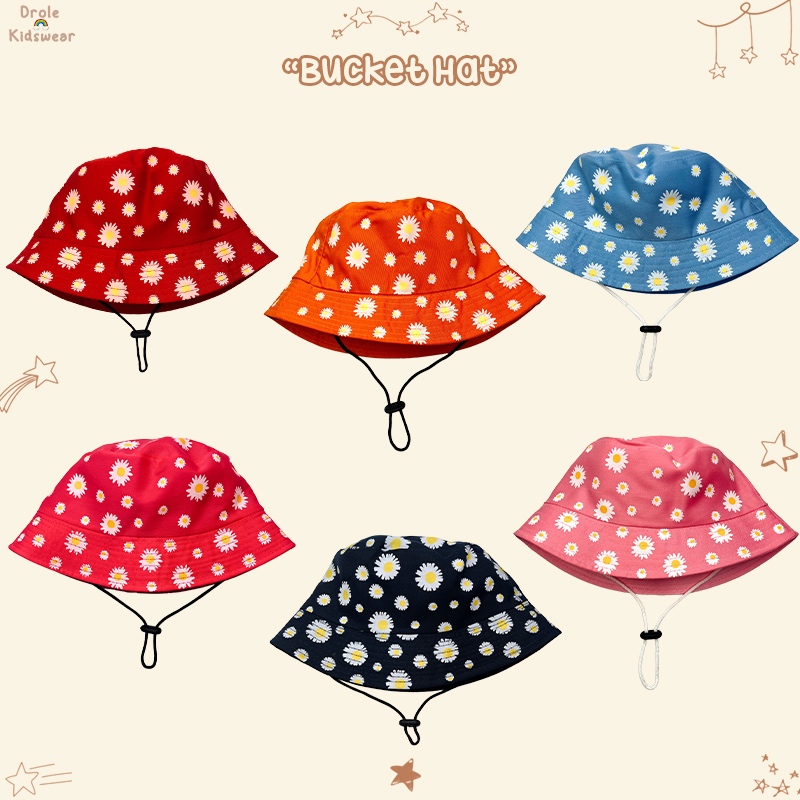 Jual Topi Bucket Anak Motif Bunga Daisy Dilengkapi Tali | Shopee Indonesia