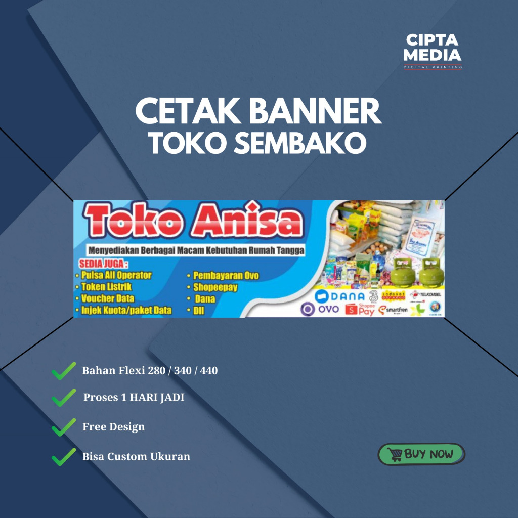 Jual cetak banner toko sembako spanduk sembako free design | Shopee ...