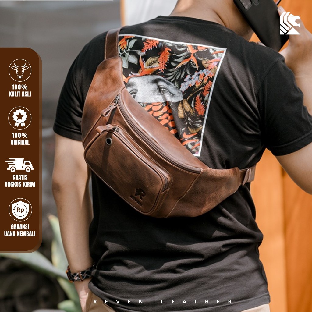Jual Tas Kulit Selempang Pria Fashion Sling Waist Bag Slempang Waistbag ...