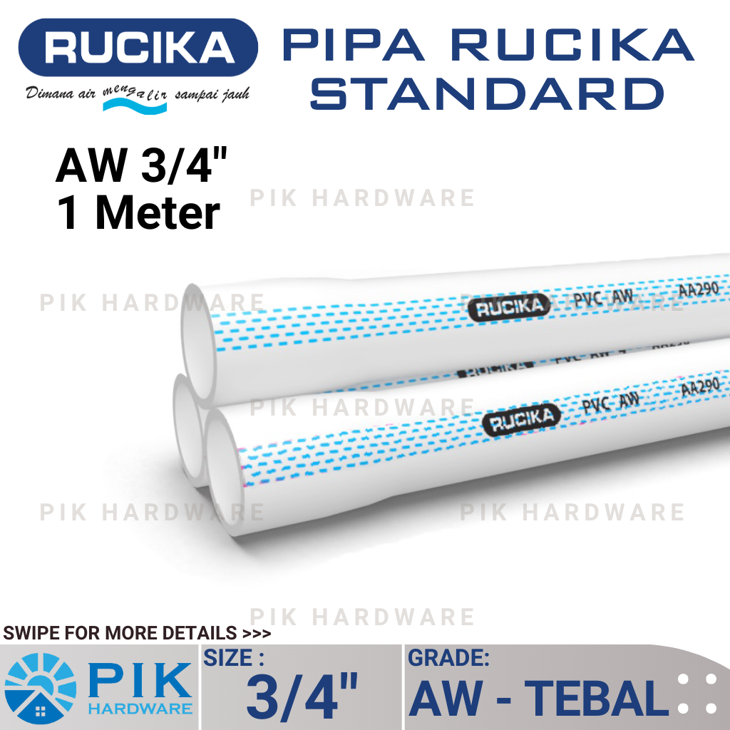 Jual Pipa Rucika 3/4 inch 1 meter tebal AW - Pralon potongan 3/4 ...