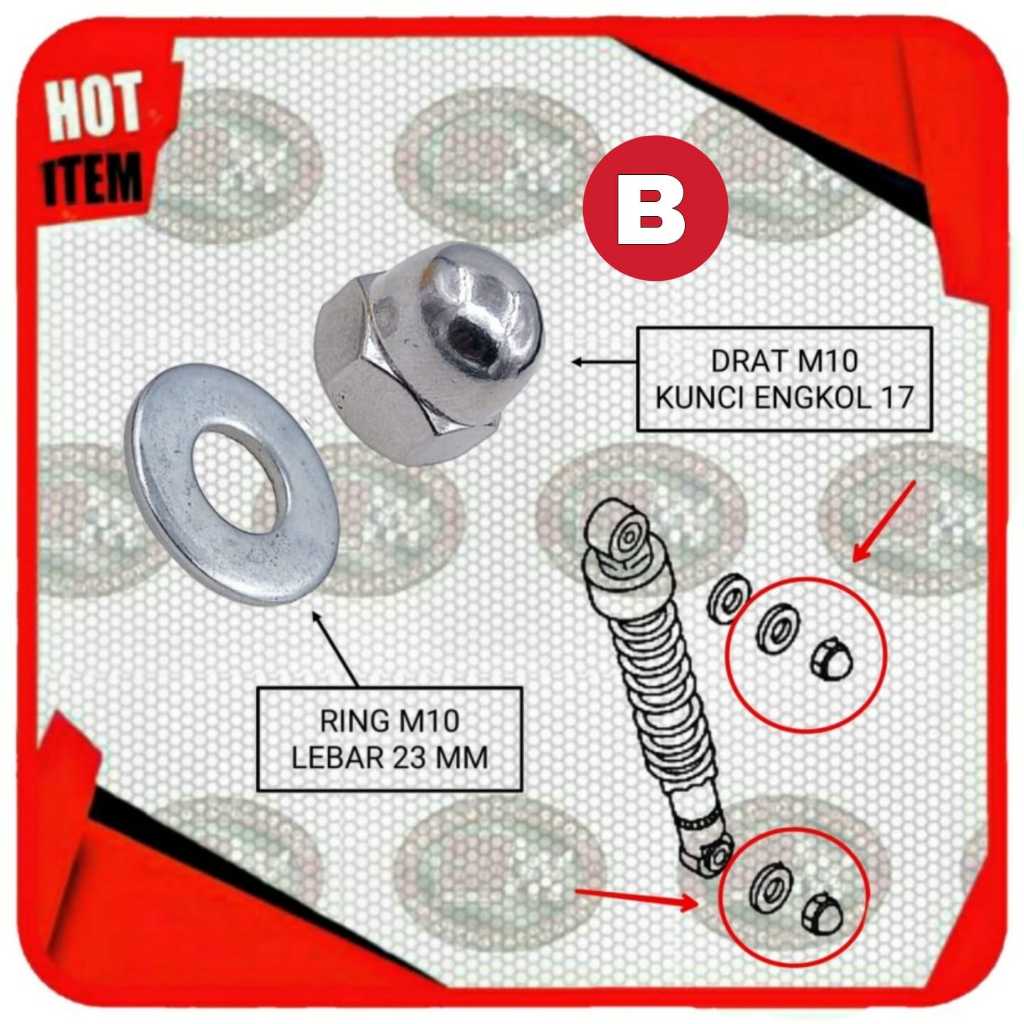 Jual MUR BAUT SHOCKBREAKER SHOCK BELAKANG HONDA CB MEGAPRO TIGER GRAND ...