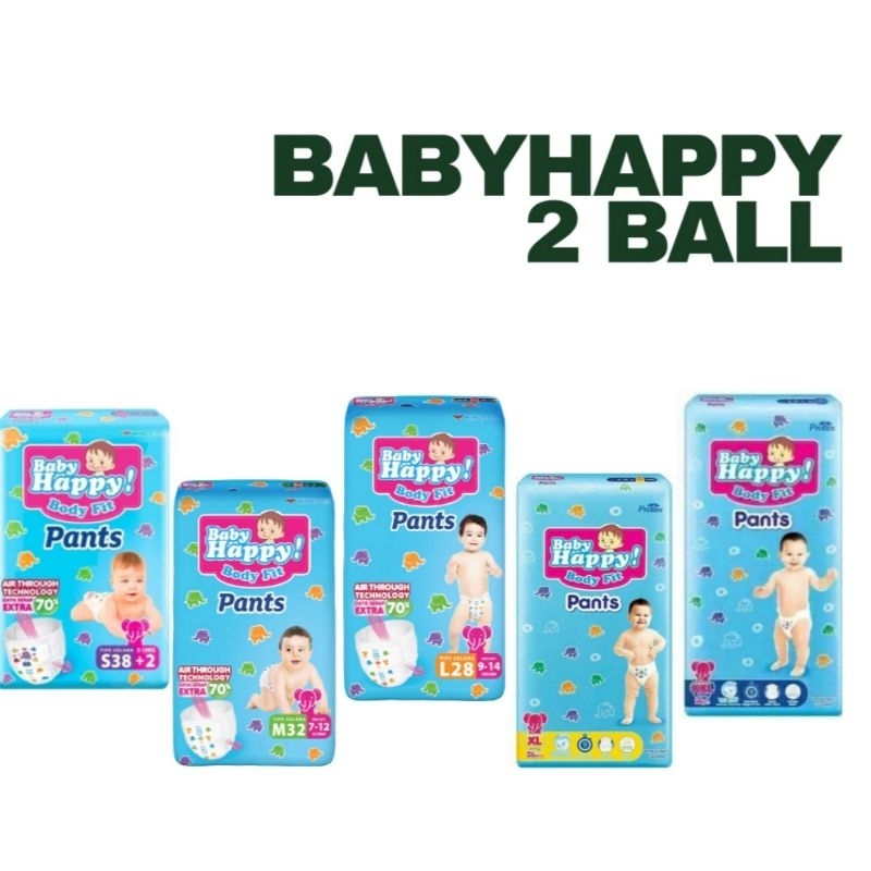 Jual 2 BALL BABY HAPPY PANTS S38 M32 L28 XL26 XXL24 | Shopee Indonesia