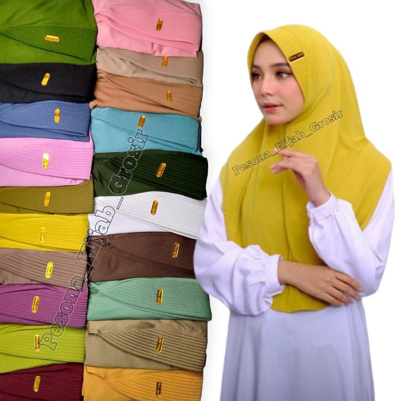 Jual Hijab Instan Bergo Hamidah size L Label Akrilik Gold Jilbab instan Premium | Shopee Indonesia