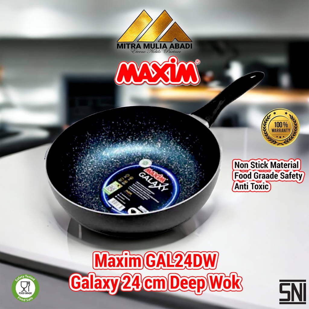 Jual MAXIM Galaxy 24 Cm Deep Wok GAL24DW Panci Penggorengan Anti ...