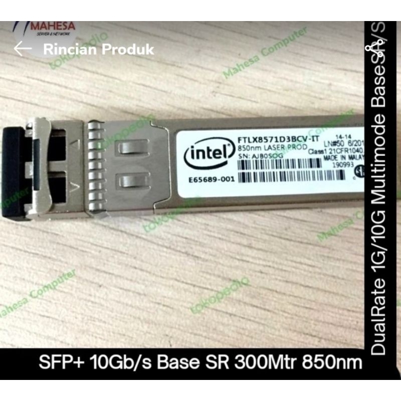 Jual FIBER OPTIC 10GBPS SFP+ SFP TRANSCEIVER MODULE FO 10GBASE-SR/SW ...