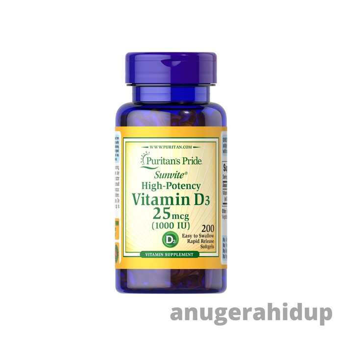 Jual Puritan Pride Vitamin D3 1000 IU 100 / 200 Softgels multivitamin ORIGINAL | Shopee Indonesia