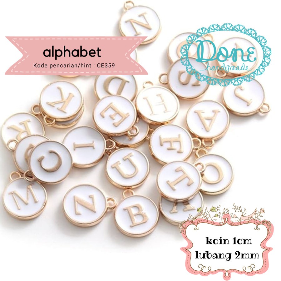 Jual done handymade charm alphabet liontin bandul huruf diy meronce ...