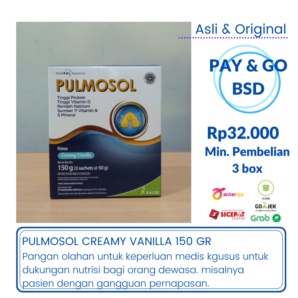 Jual SUSU PULMOSOL CREAMY VANILLA 150 GR - GANGGUAN PERNAPASAN DEWASA ...