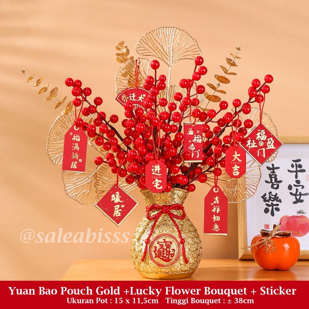 Jual Pot Money Pouch Pot Bunga Imlek Hong Yun Money Pouch Red Dekorasi ...