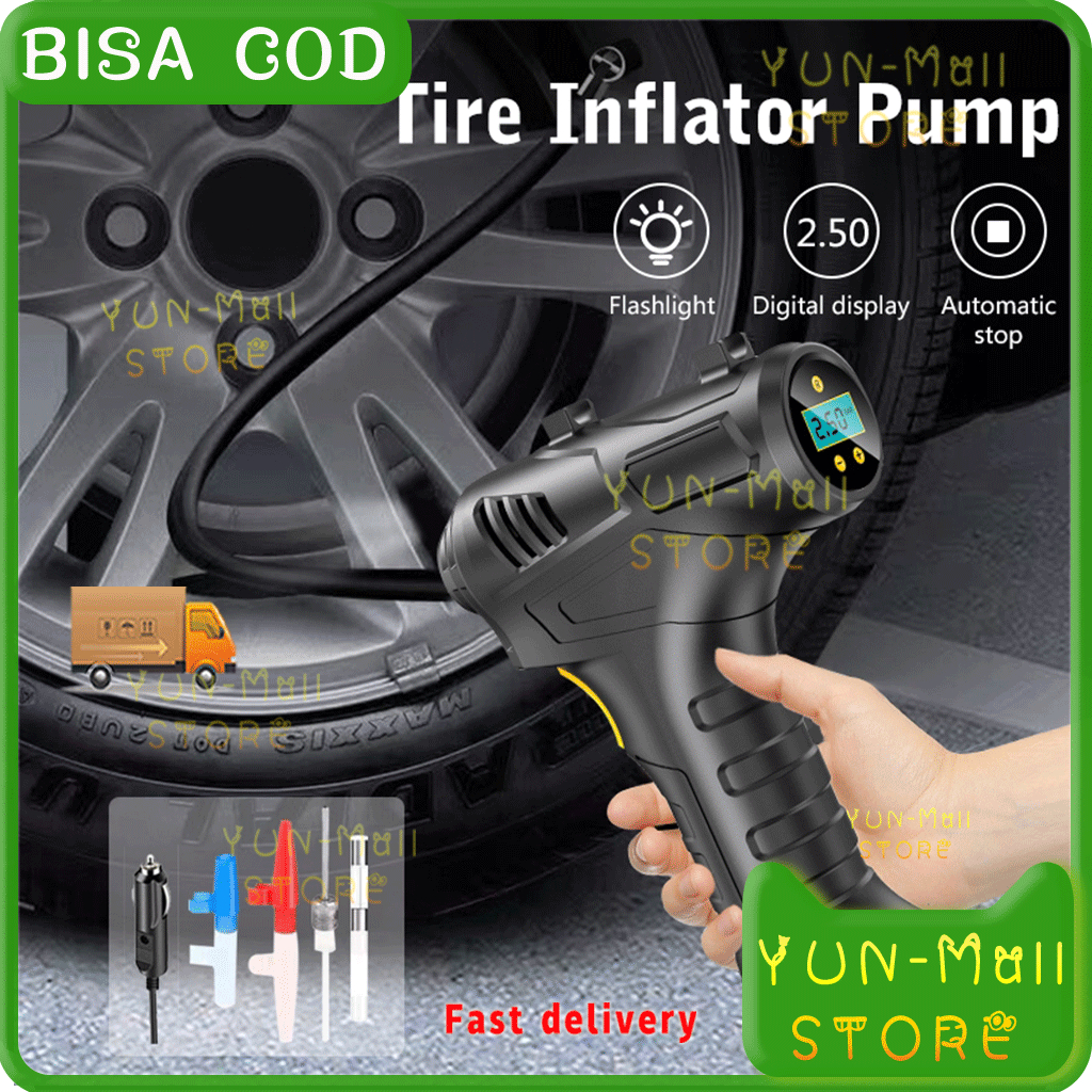 Jual YUN Mall NEW Pompa Ban Mobil Truk Motor Elektrik Cek Tekanan Angin ...