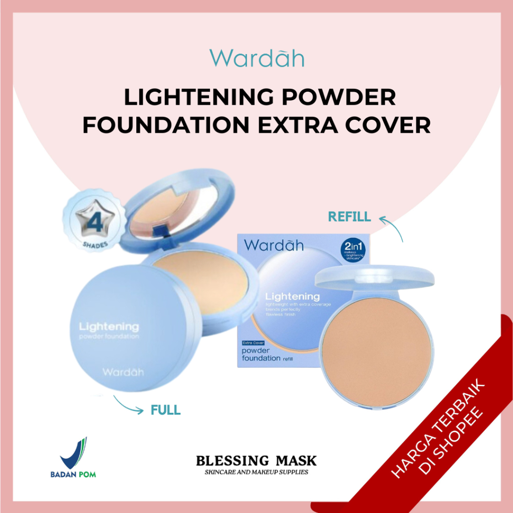 Jual WARDAH Lightening Powder Foundation Extra Cover 10gr Full & Refill ...