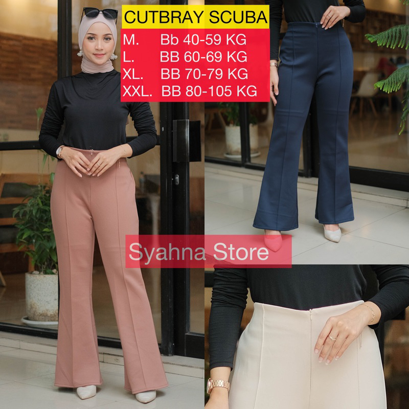Jual Celana Cutbray Scuba Highwaist | Shopee Indonesia