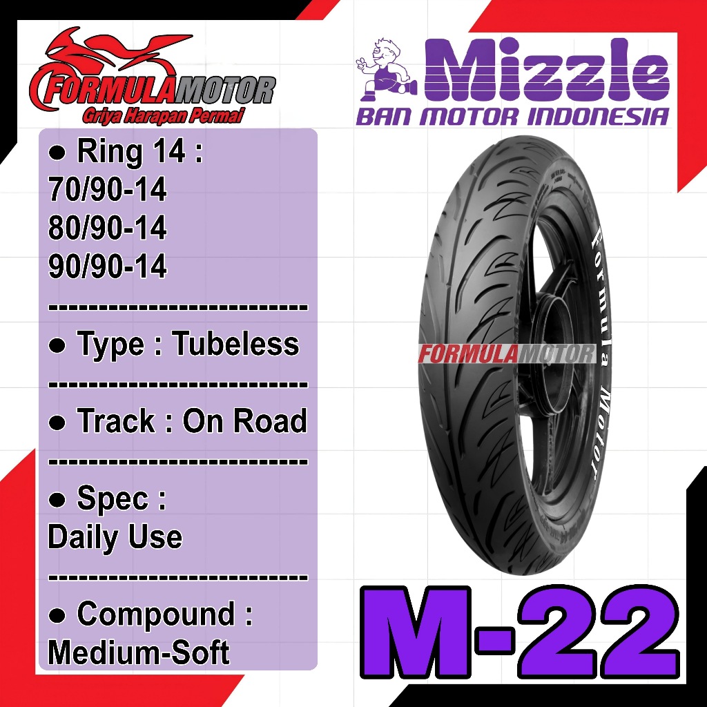 Jual Mizzle M22 Ring 14 Tubeless All Size - Ban Motor Matic Tubles ...