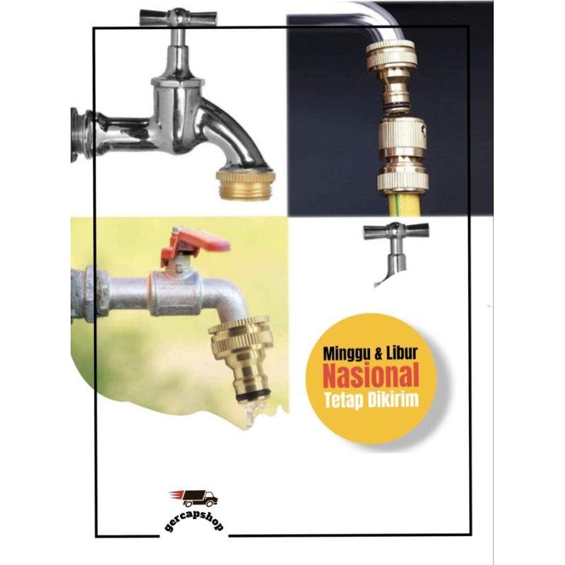 Jual Konektor kran Kuningan Aluminium drat ulir "1/2" & "3/4" tap ...