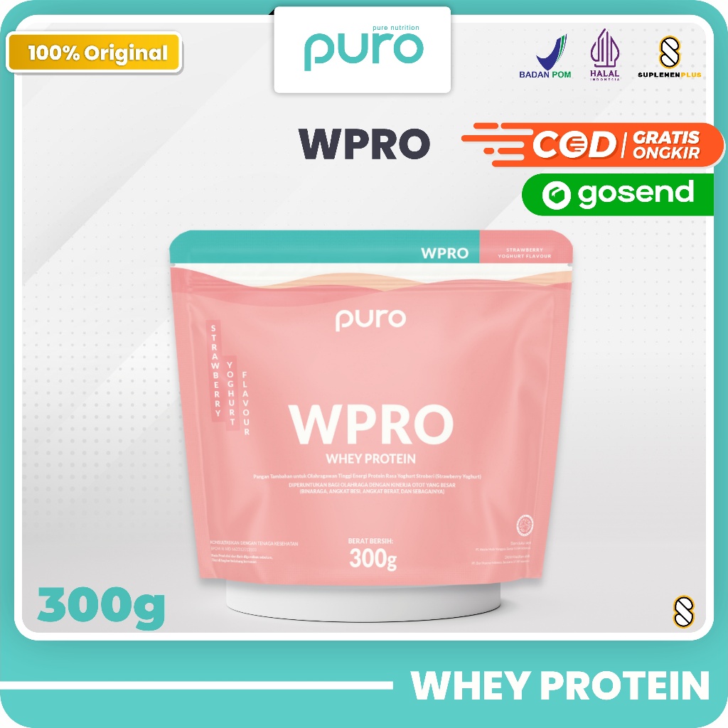 Jual PURO WPRO WPC 300 gram Whey Protein Concentrate Suplemen Fitness Gym Diet HALAL BPOM ...