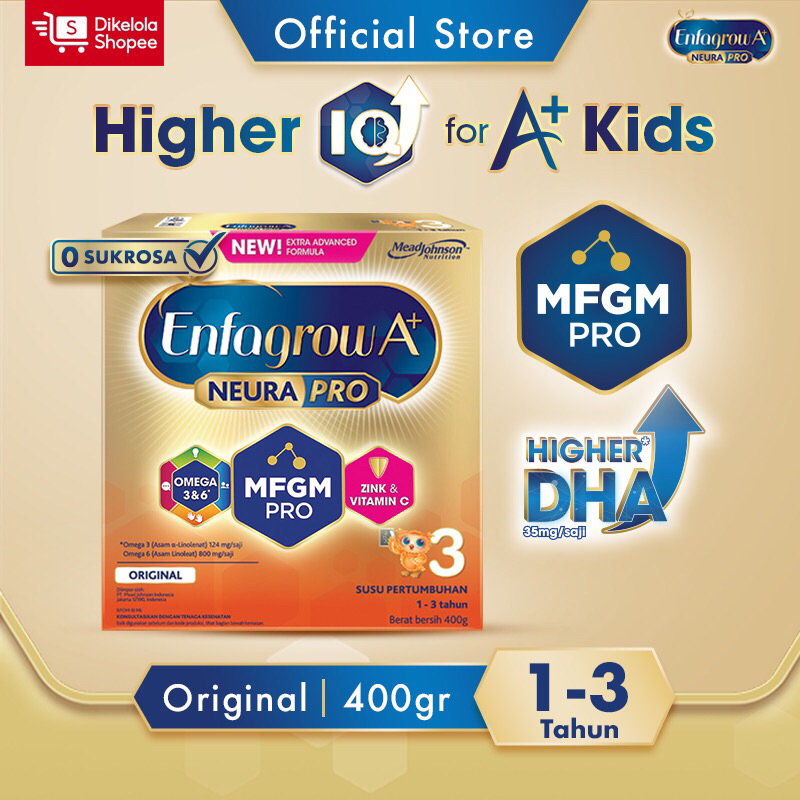 Jual Enfagrow A+ 3 Susu Formula Anak 1 - 3 Tahun Original Plain 400 gr ...