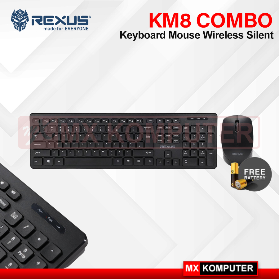 Jual Keyboard Mouse Wireless Rexus KM8 Combo Silent | Shopee Indonesia