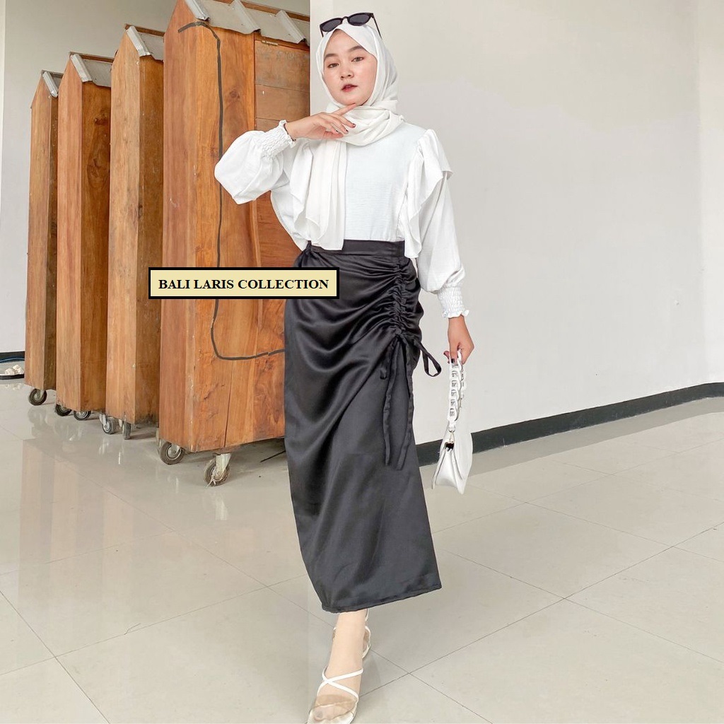 Jual Rok Serut Satin Samping Style Korea Terbaru Murah | Shopee Indonesia