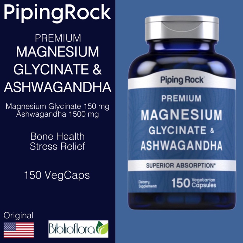 Jual Piping Rock Magnesium Glycinate 150 mg Ashwagandha 1500 mg 150 ...