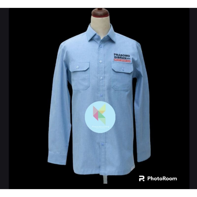 Jual kemeja Prabowo Gibran seragam Prabowo Gibran baju biru muda lengan panjang | Shopee Indonesia