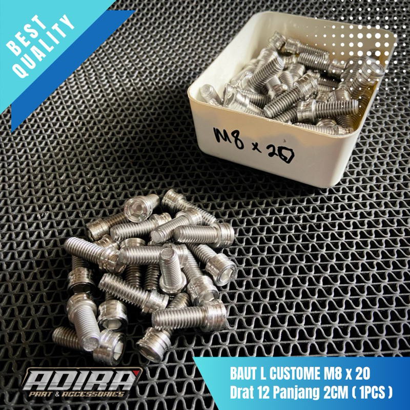 Jual BAUT L CUSTOME M8 x 20 DRAT 12 PANJANG 2CM ( 1PCS ) | Shopee Indonesia