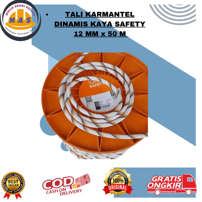 Jual TALI KARMANTEL DINAMIS KAYA SAFETY 12 MM x 50 M/ Tali karmantel ...