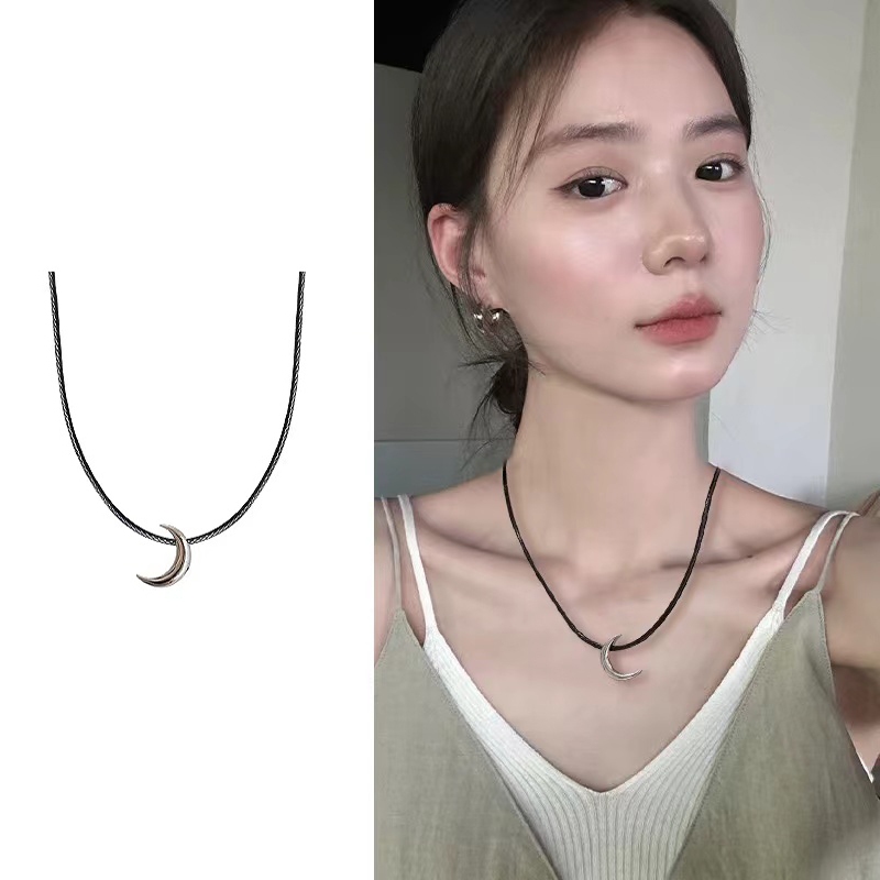 Jual Korea Ins Pull-out Braided Rope Moon Necklace Vintage Wanita Gadis ...