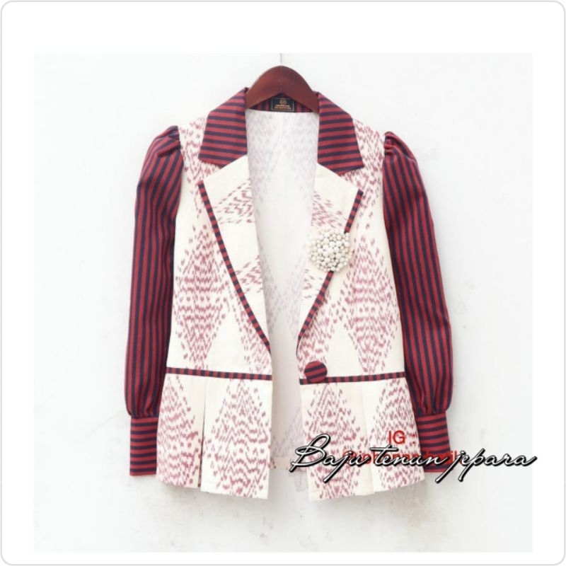 Jual Blazer tenun blazer kerja atasan wanita outer tenun outer kerja ...