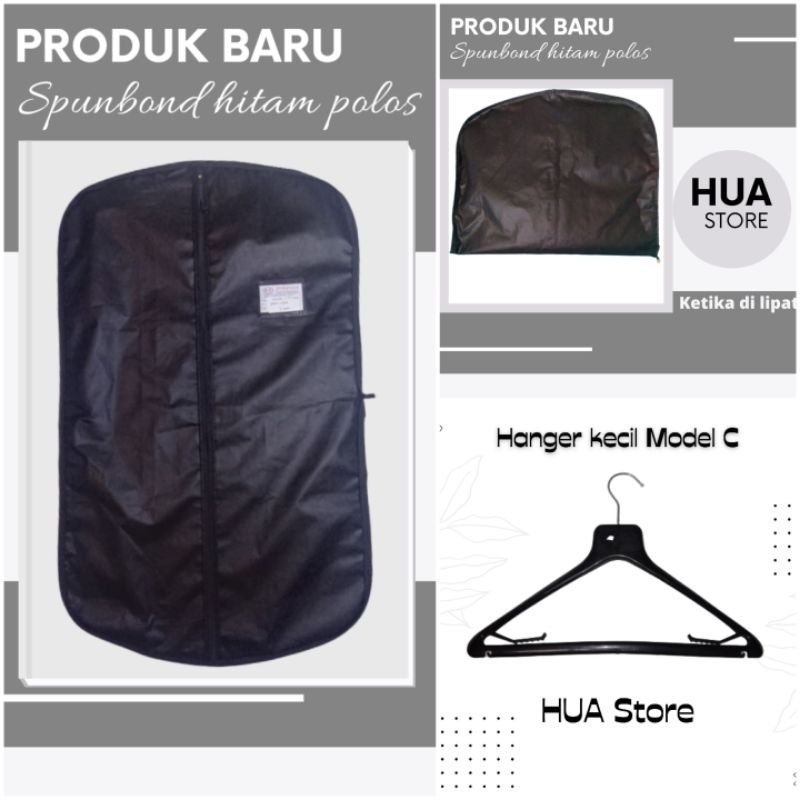 Jual Cover Jas Dan Hanger - 1 set Cover Jas Spunbond hitam polos dan ...